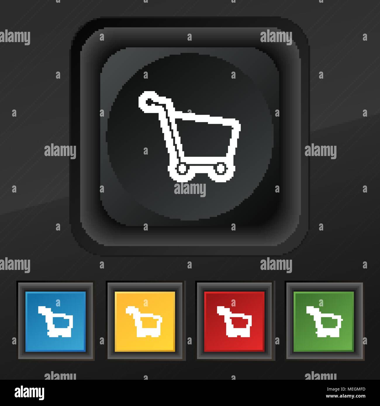 Shopping cart icon symbol. Set of five colorful, stylish buttons on ...