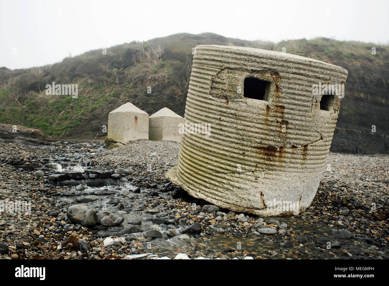 A circular concrete built world war two defence post on Kimmeridge ...