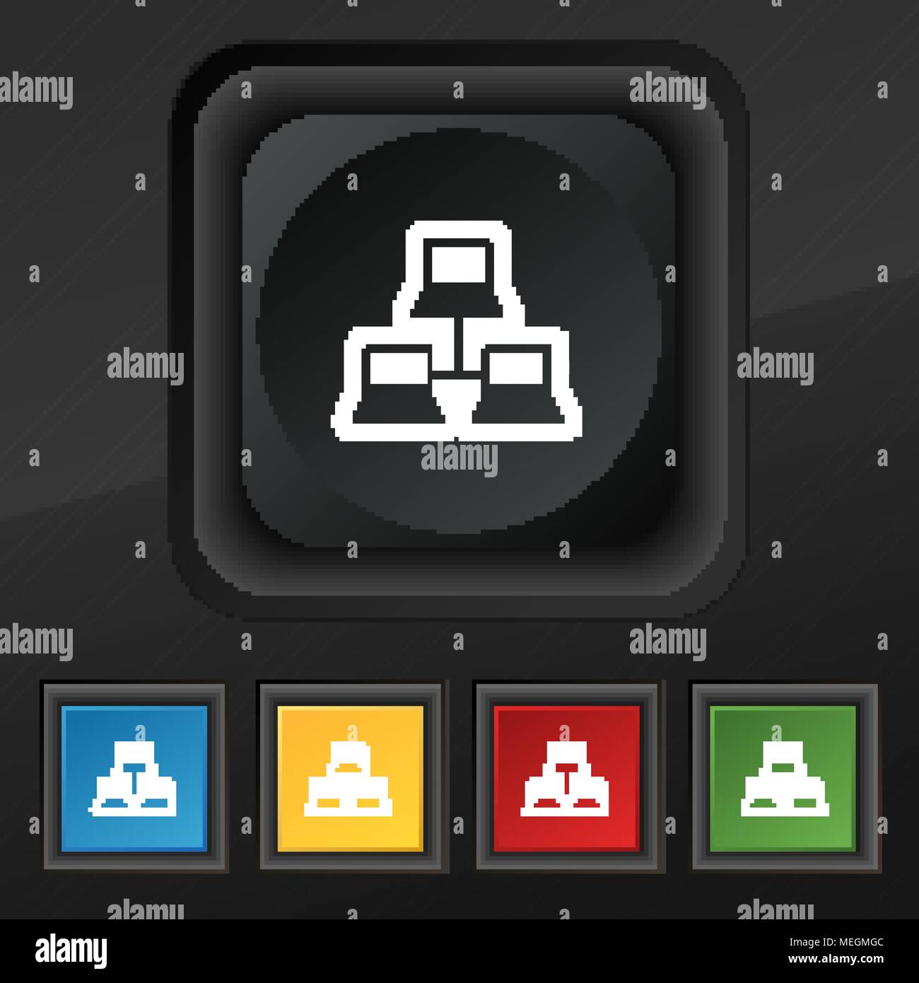 local area network icon symbol. Set of five colorful, stylish buttons ...