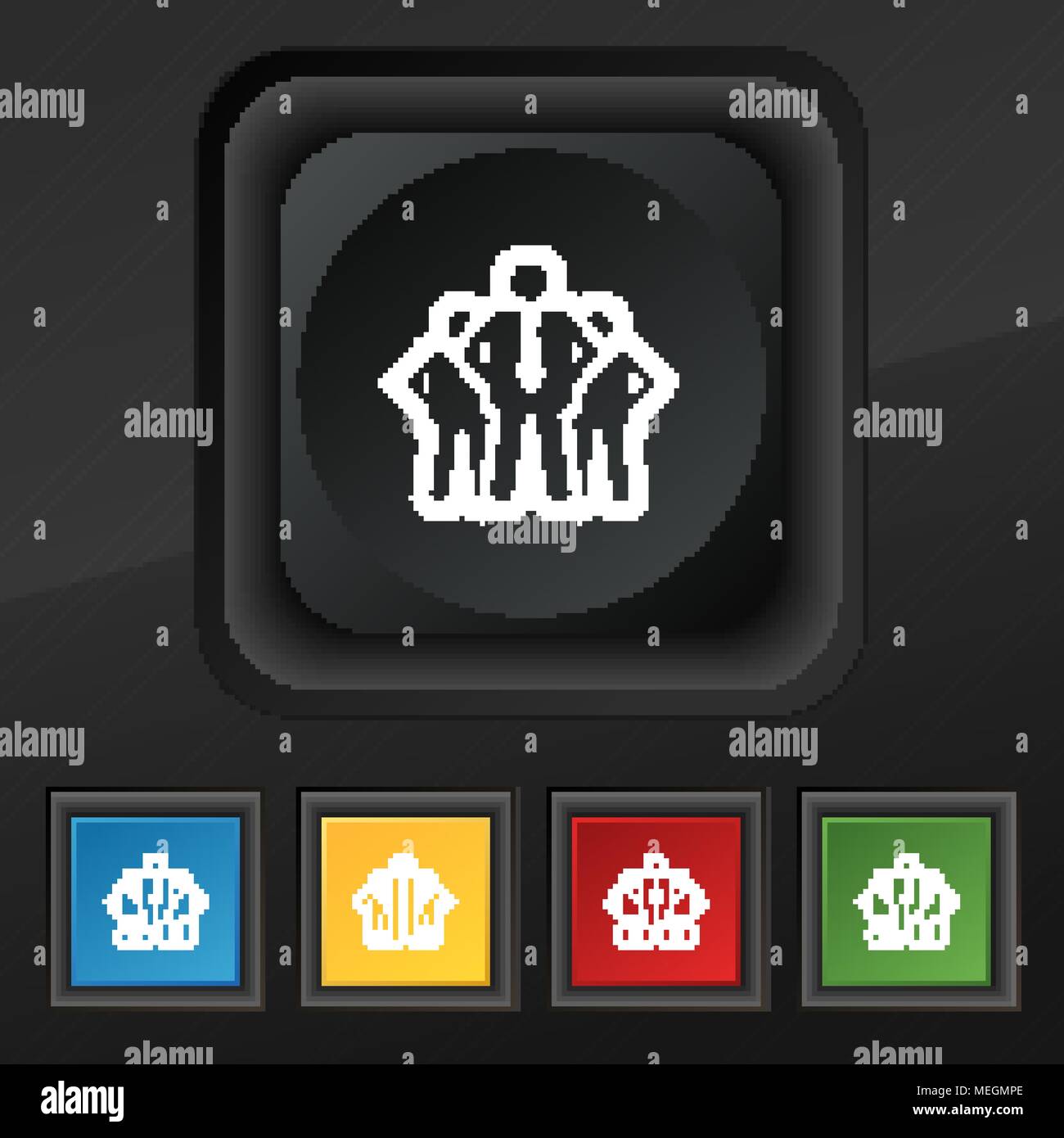 business team icon symbol. Set of five colorful, stylish buttons on ...