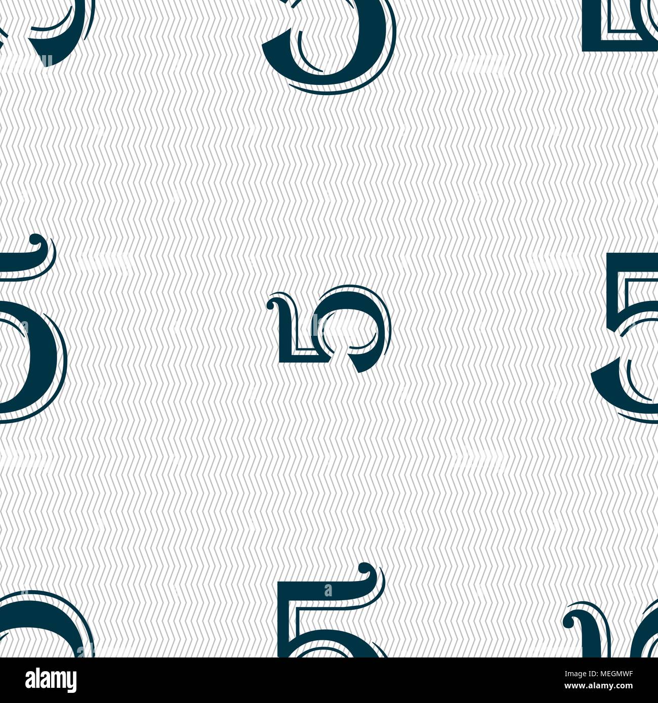 number five icon sign. Seamless abstract background with geometric ...