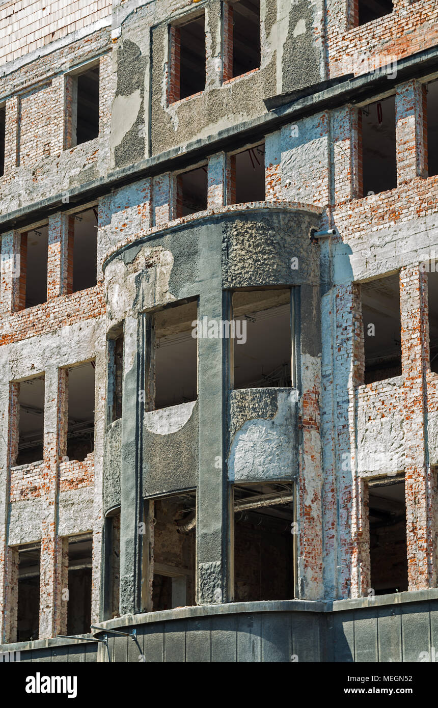 Abandoned old brick building without windows in Zabrze, Silesian Upland ...