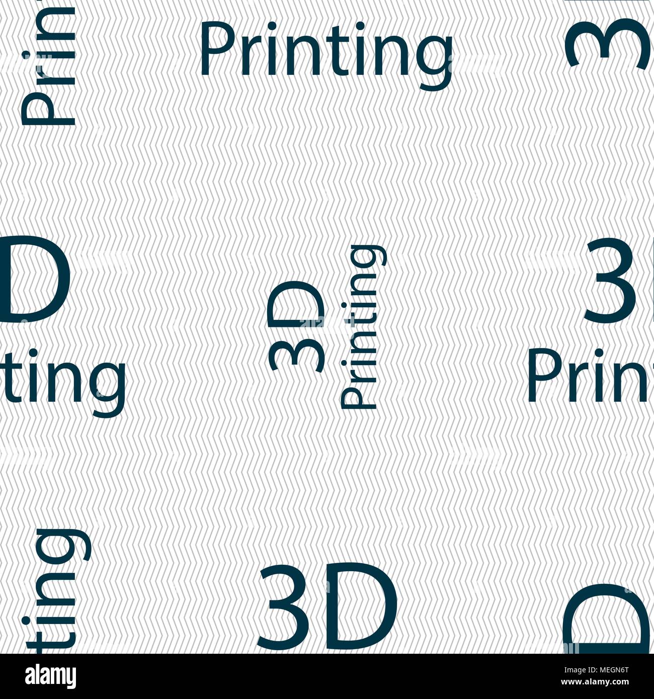 3D Print sign icon. 3d-Printing symbol. Seamless abstract background ...
