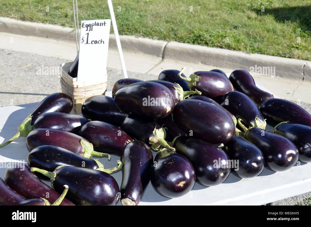 Delicious and rip eggplants for sale Stock Photo - Alamy