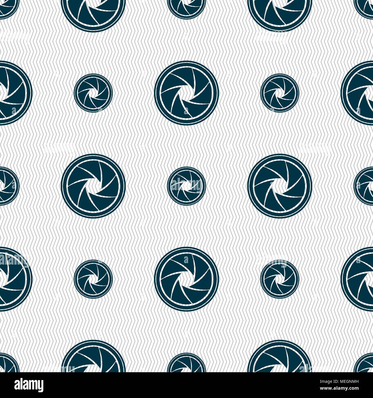 diaphragm icon. Aperture sign. Seamless abstract background with ...