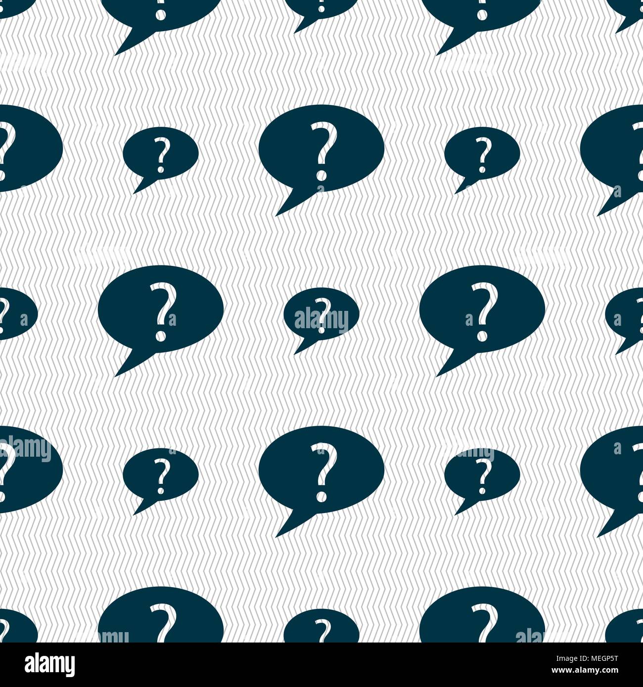 Question mark sign icon. Help speech bubble symbol. FAQ sign. Seamless ...