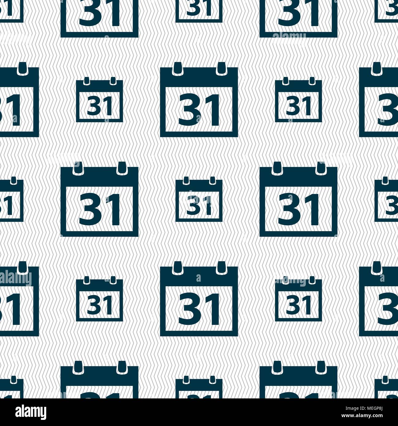 Calendar sign icon. 31 day month symbol. Date button. Seamless abstract ...