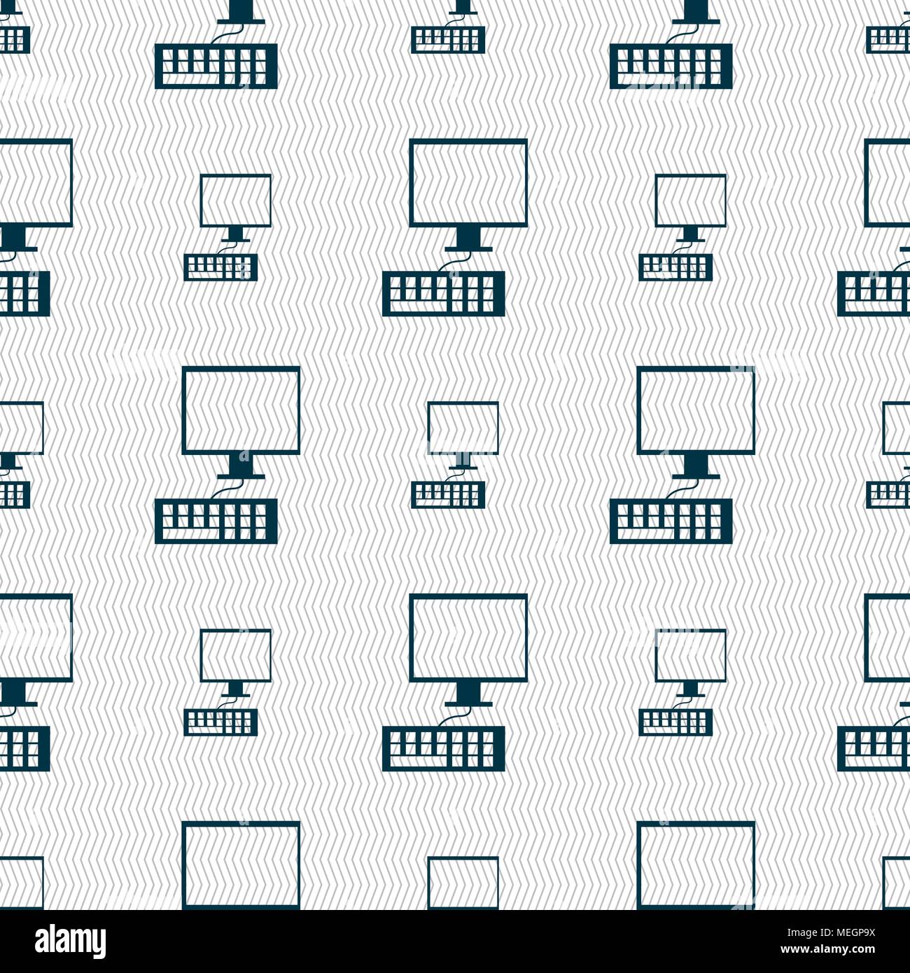 Computer monitor and keyboard Icon. Seamless abstract background with geometric shapes. Vector ...