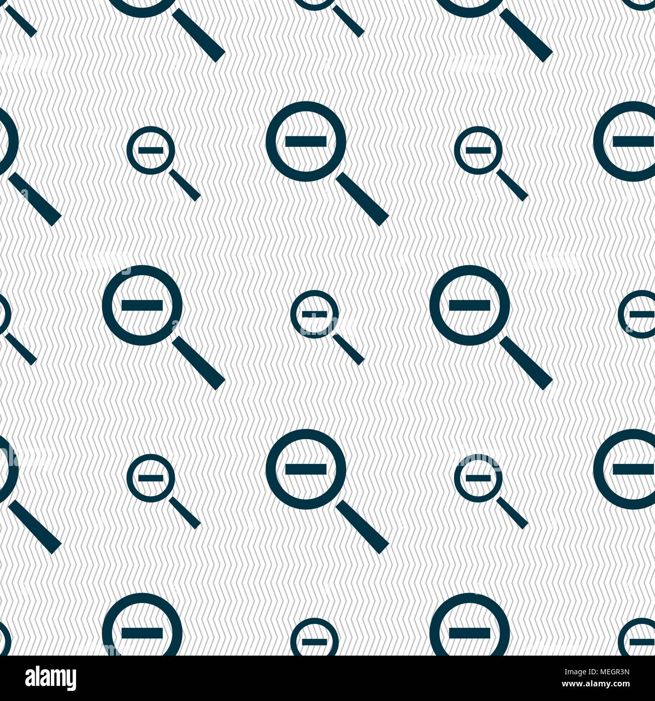 Magnifier glass, Zoom tool icon sign. Seamless abstract background with geometric shapes. Vector ...