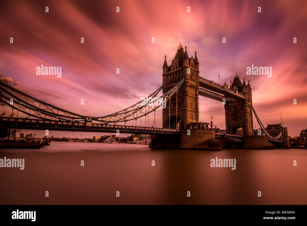 Sunset over Tower Bridge, London, England Stock Photo - Alamy