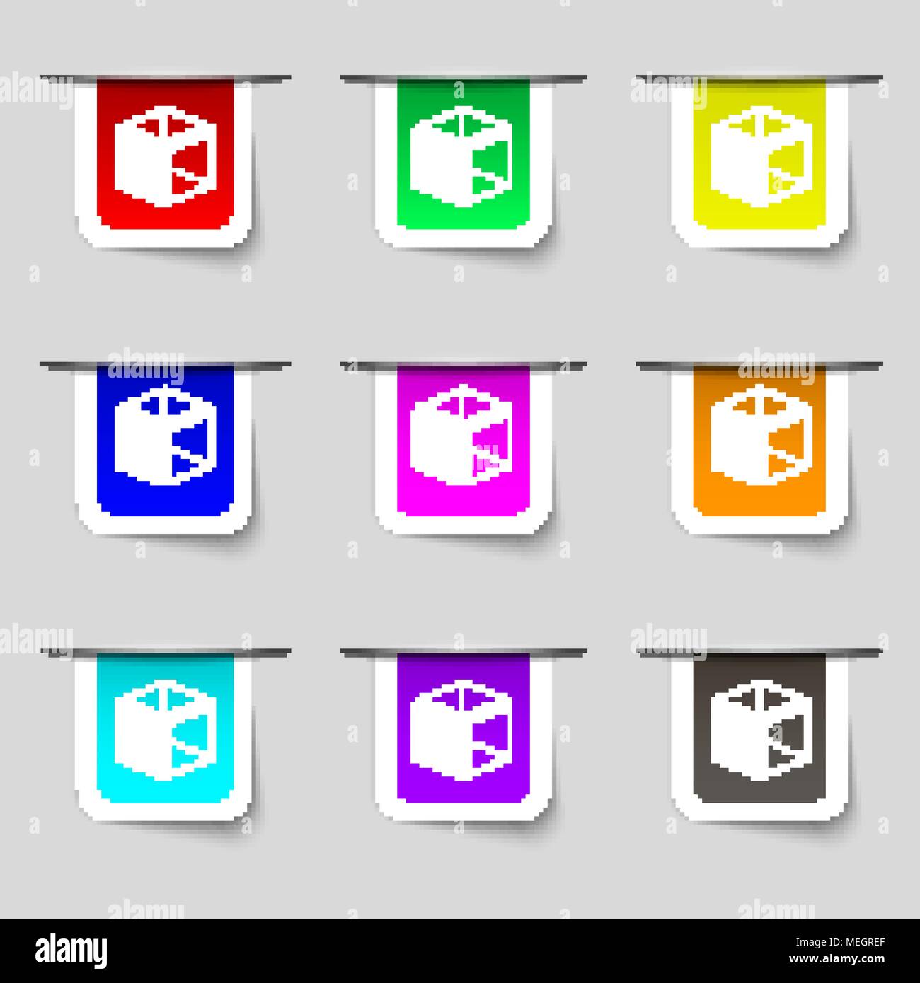 3d cube icon sign. Set of multicolored modern labels for your design ...