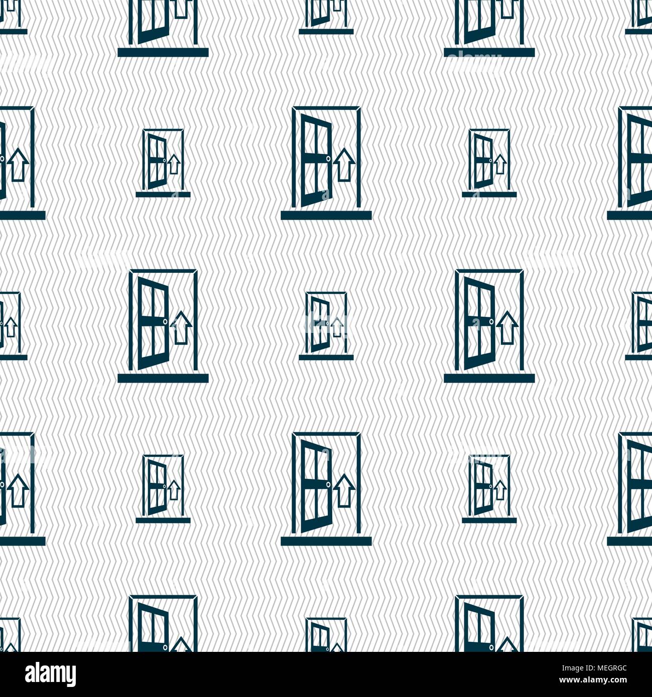 Door, Enter or exit icon sign. Seamless abstract background with ...