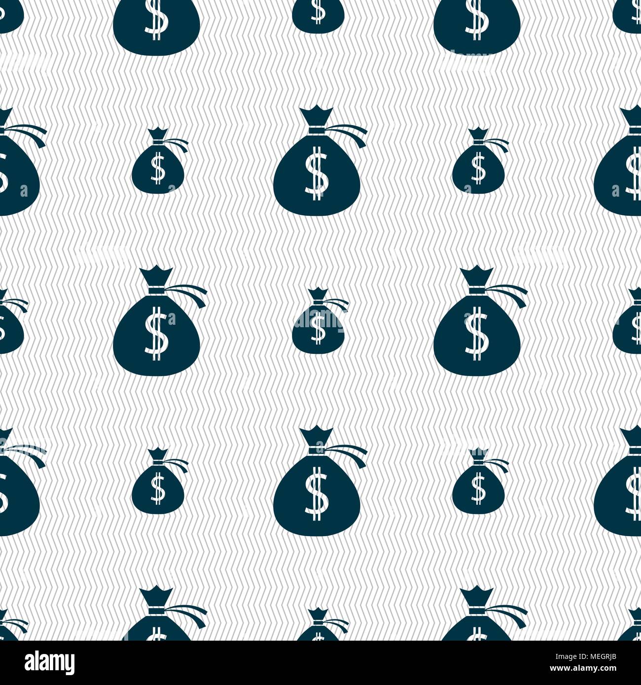 Money bag icon sign. Seamless abstract background with geometric shapes ...
