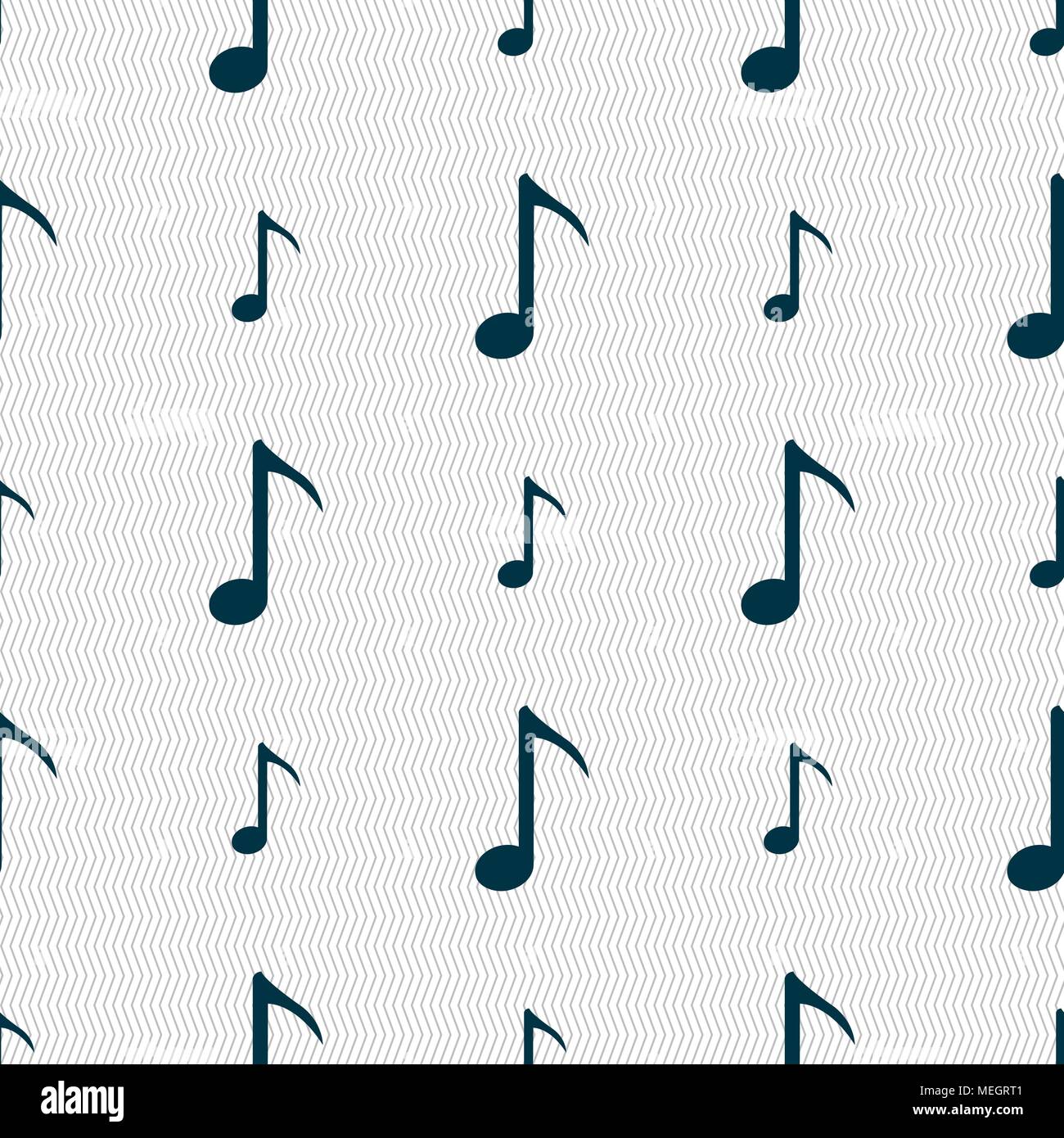 Music note icon sign. Seamless abstract background with geometric ...