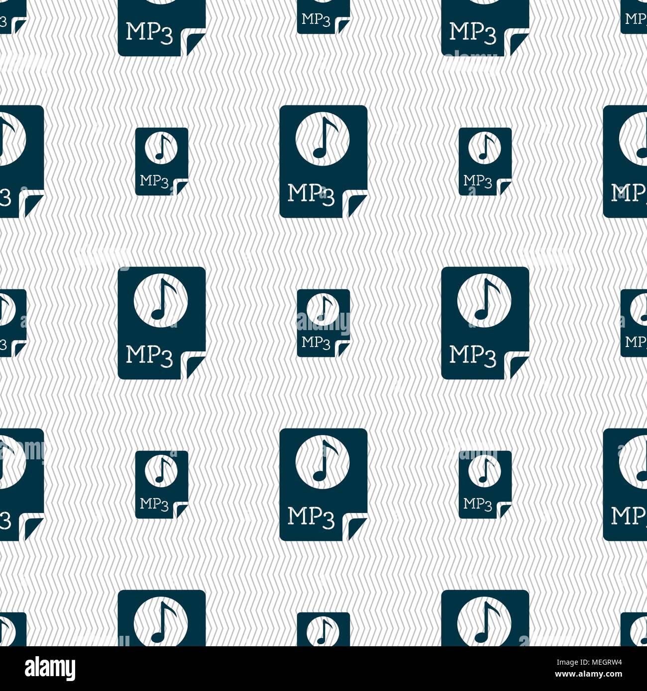 Audio, MP3 file icon sign. Seamless abstract background with geometric ...