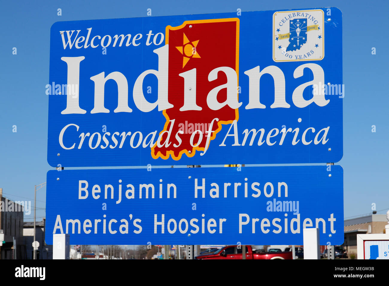 Union City - Circa April 2018: Welcome to Indiana, Crossroads of ...