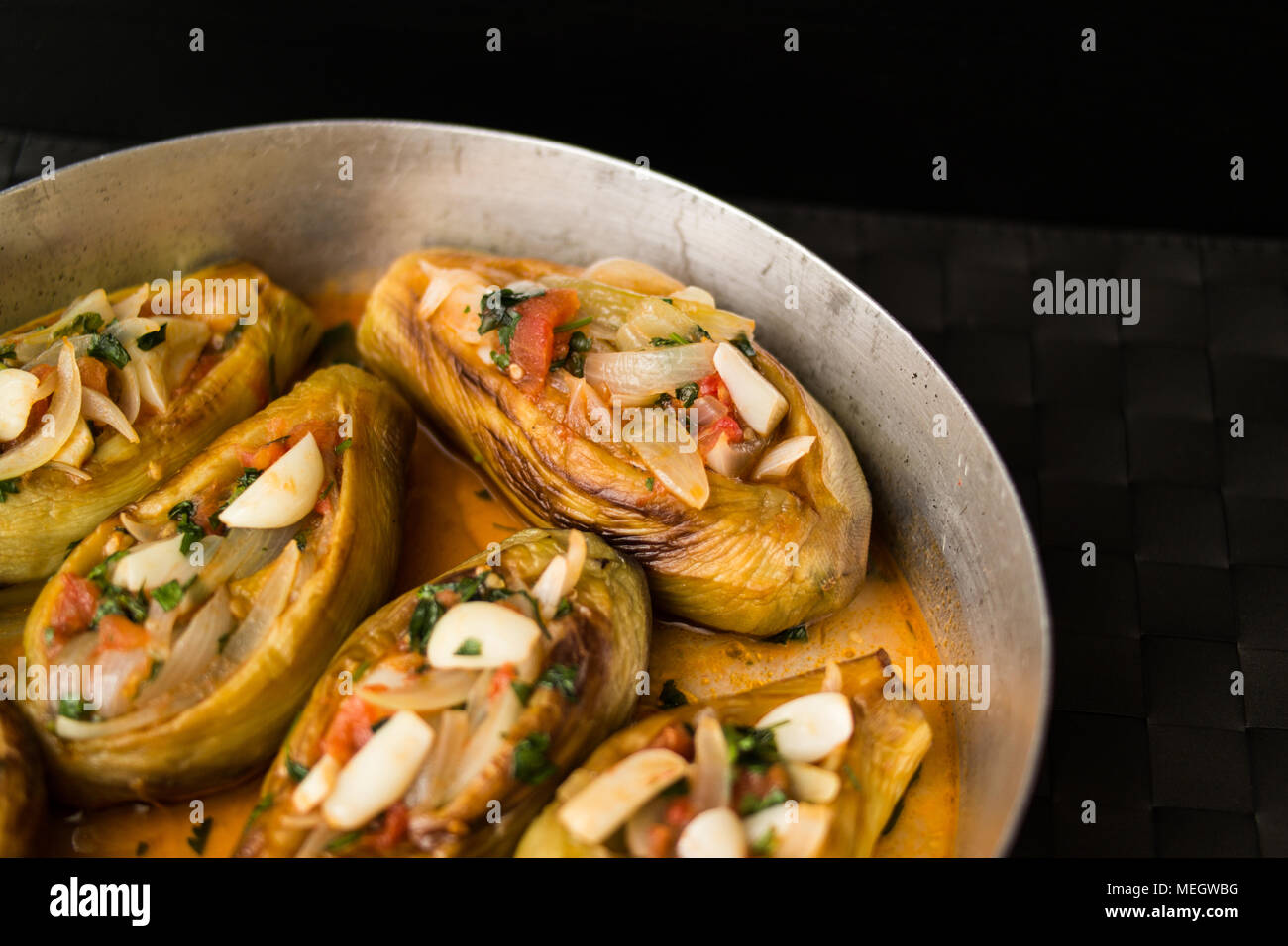 imam bayildi / Turkish traditional eggplant aubergine food Stock Photo ...