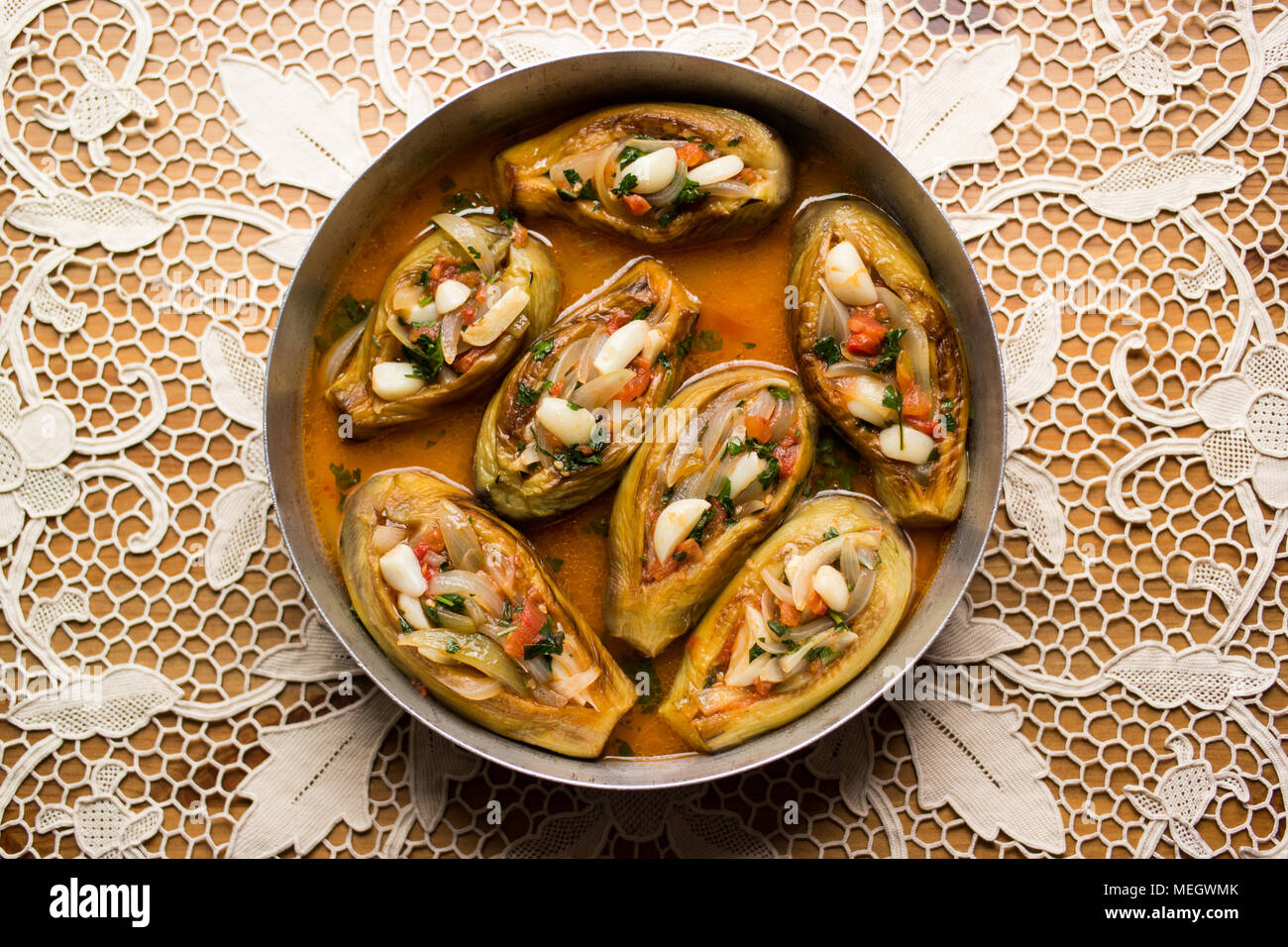 imam bayildi / Turkish traditional eggplant aubergine food Stock Photo ...
