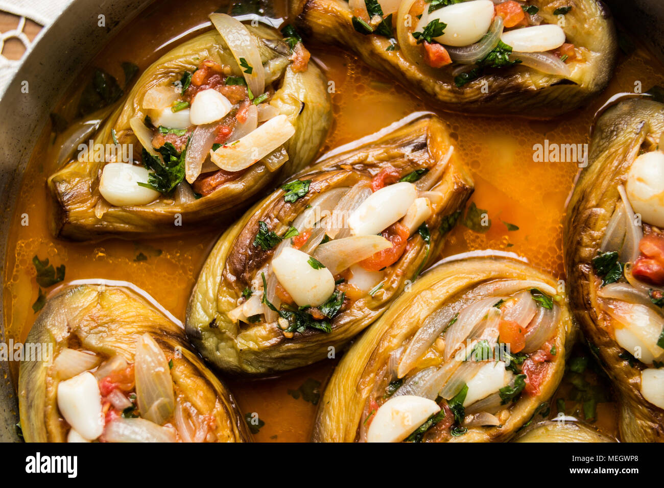 imam bayildi / Turkish traditional eggplant aubergine food Stock Photo ...