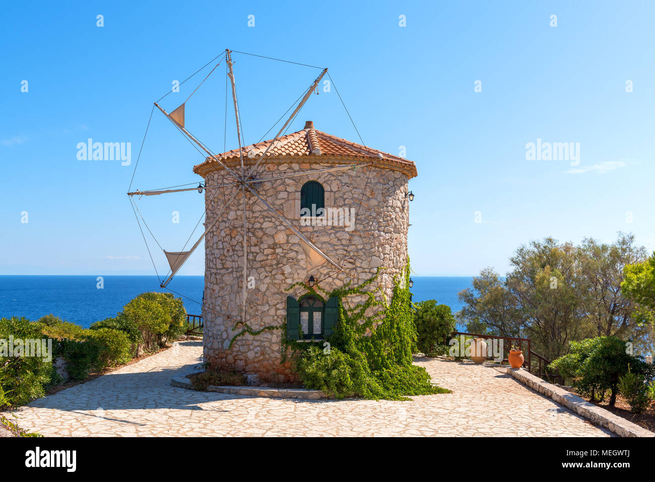 Greece zakynthos skinari windmill hi-res stock photography and images ...