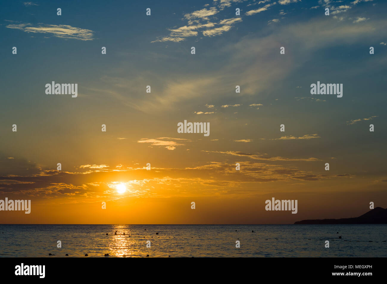 Summer sea sunset, the sun, waves and clouds, beautiful dramatic ...