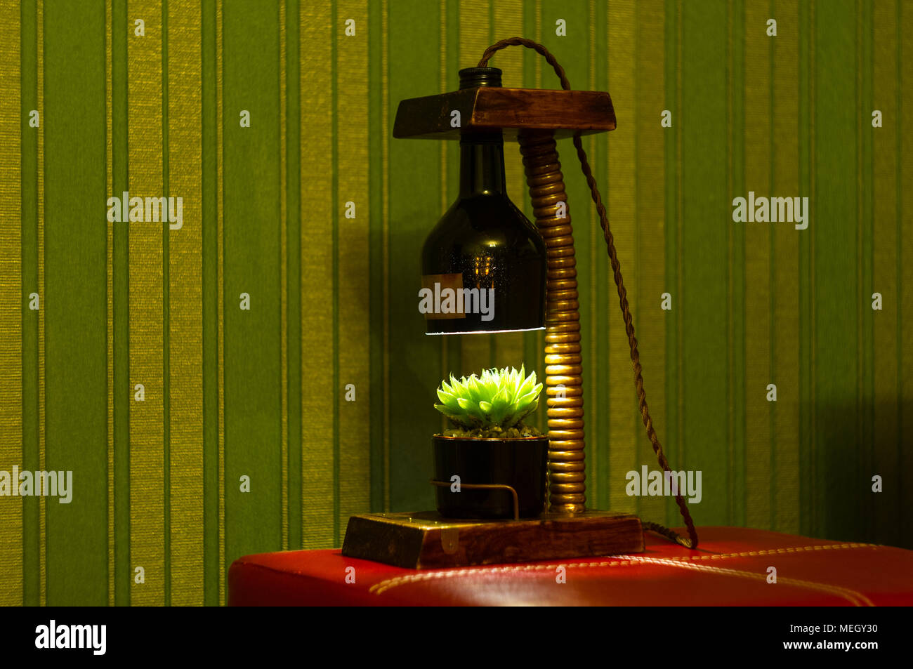 Light fixture handmade - stand for flower pot in vintage style, wooden ...