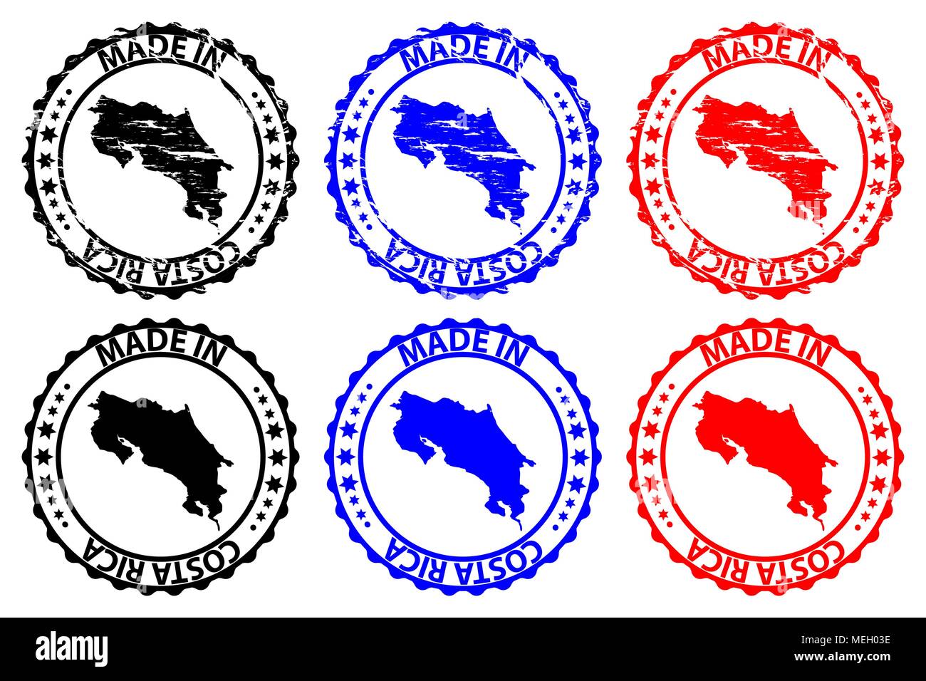 Made in Costa Rica - rubber stamp - vector, Costa Rica map pattern ...
