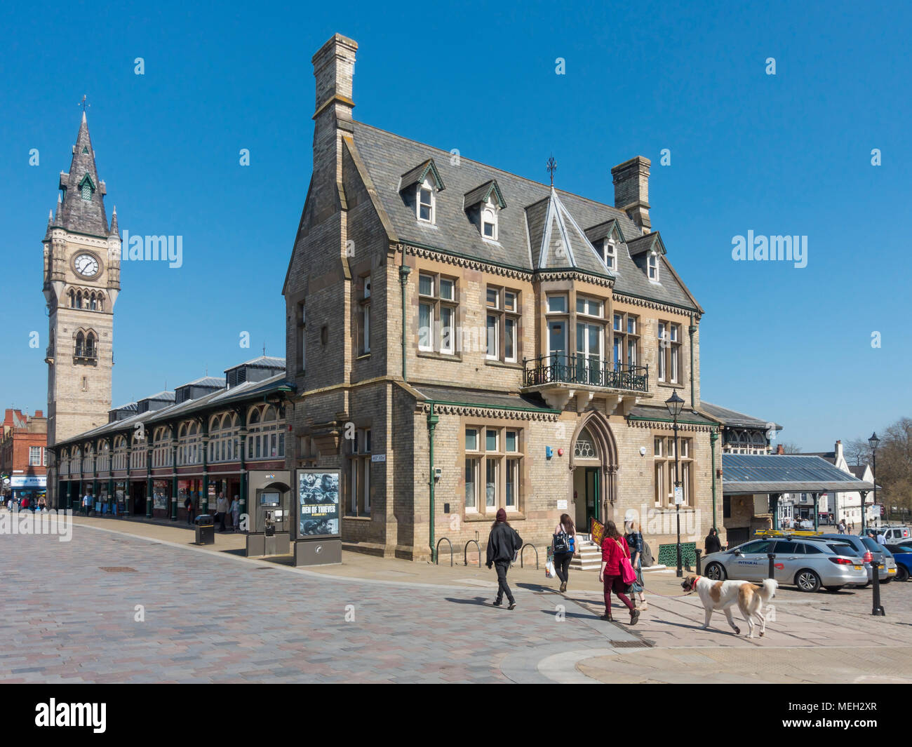 Victorian covered market and Clock Tower West Row Darlington Co. Durham ...