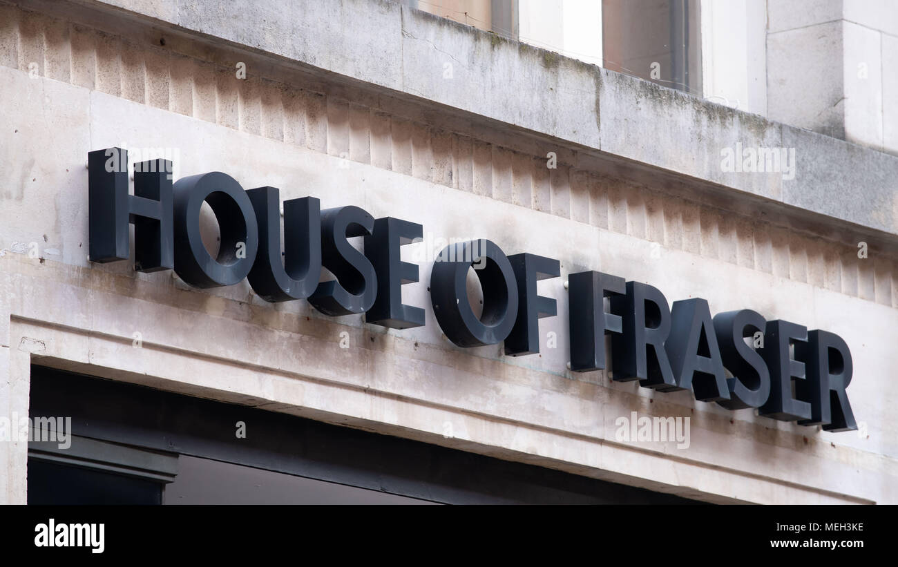 House of Fraser store sign logo in Cardiff, Wales, UK Stock Photo - Alamy