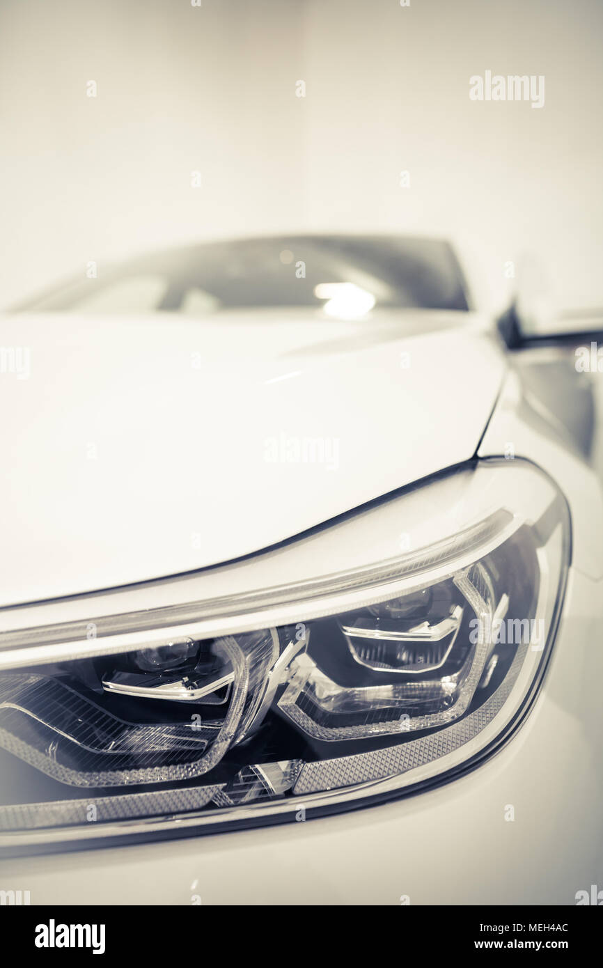 Close up shot of some LED automobile headlights Stock Photo - Alamy