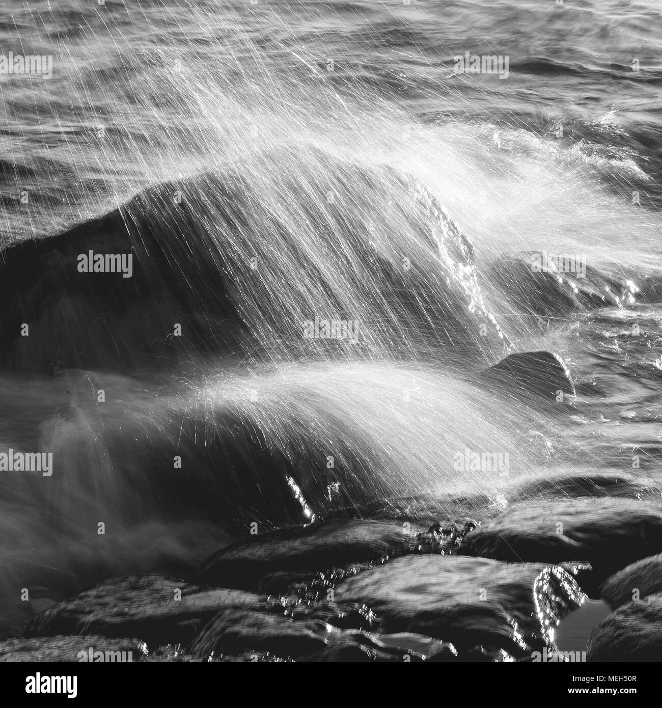 Splashes on natural background Black and White Stock Photos & Images ...