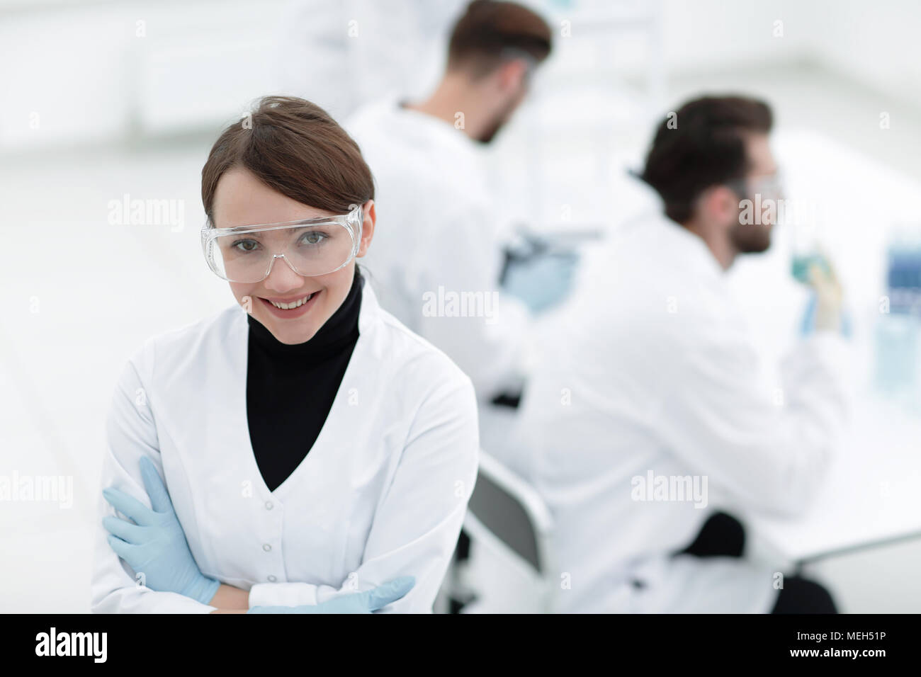 portrait of scientist in laboratory background Stock Photo - Alamy