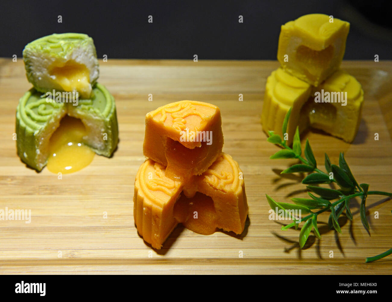 Model mooncakes on display at the China International Bakery Exhibition ...