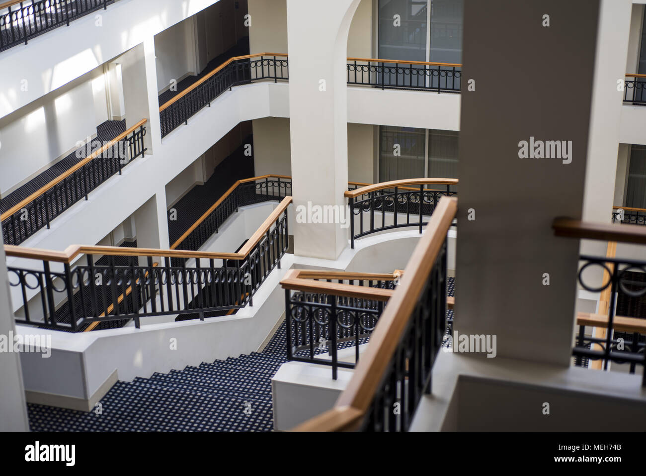 Staircase inside a multi-storey building. Abstract photo Stock Photo ...