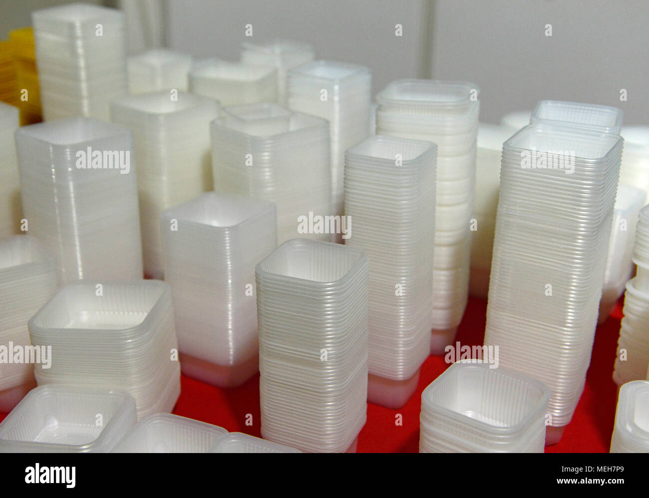 Plastic food containers on display at the China International Bakery ...