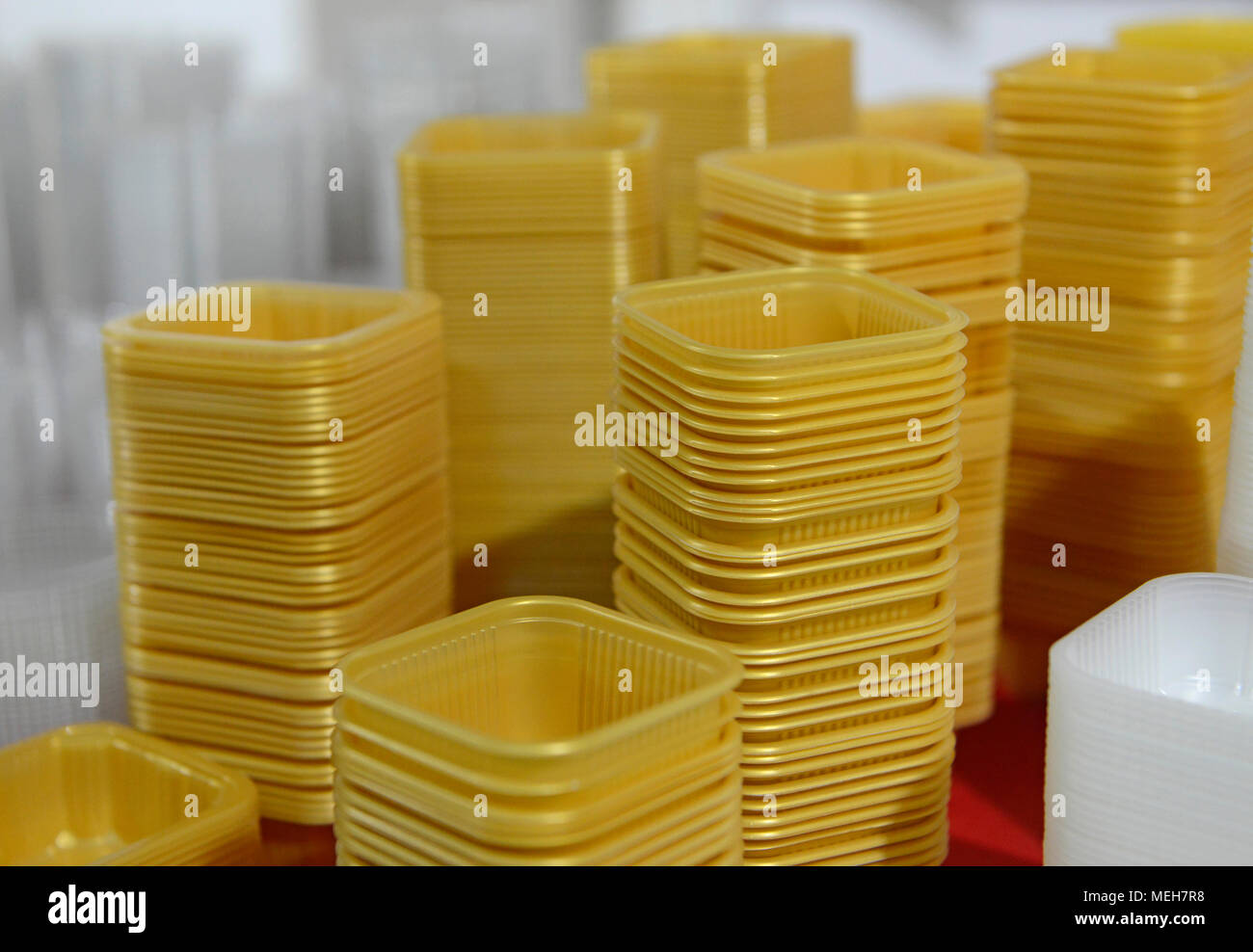 Plastic food containers on display at the China International Bakery ...