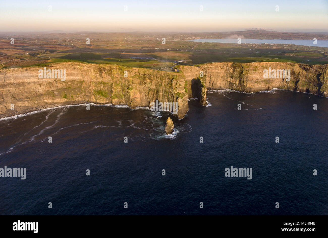 Beautiful Scenic Aerial drone view of Ireland Cliffs Of Moher in County ...