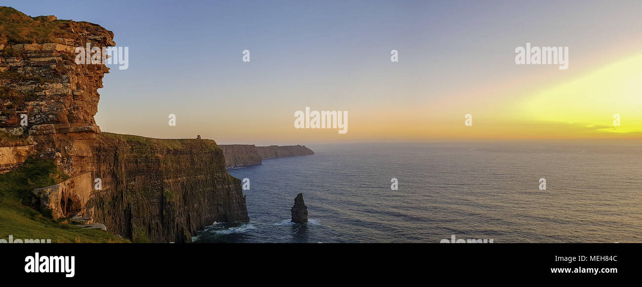 Beautiful Scenic Aerial drone view of Ireland Cliffs Of Moher in County ...