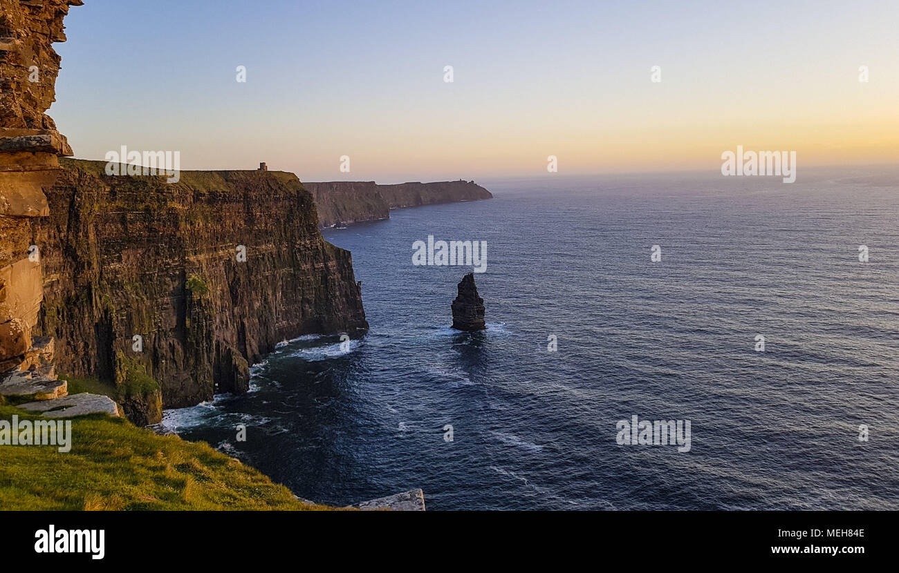 Beautiful Scenic Aerial drone view of Ireland Cliffs Of Moher in County ...