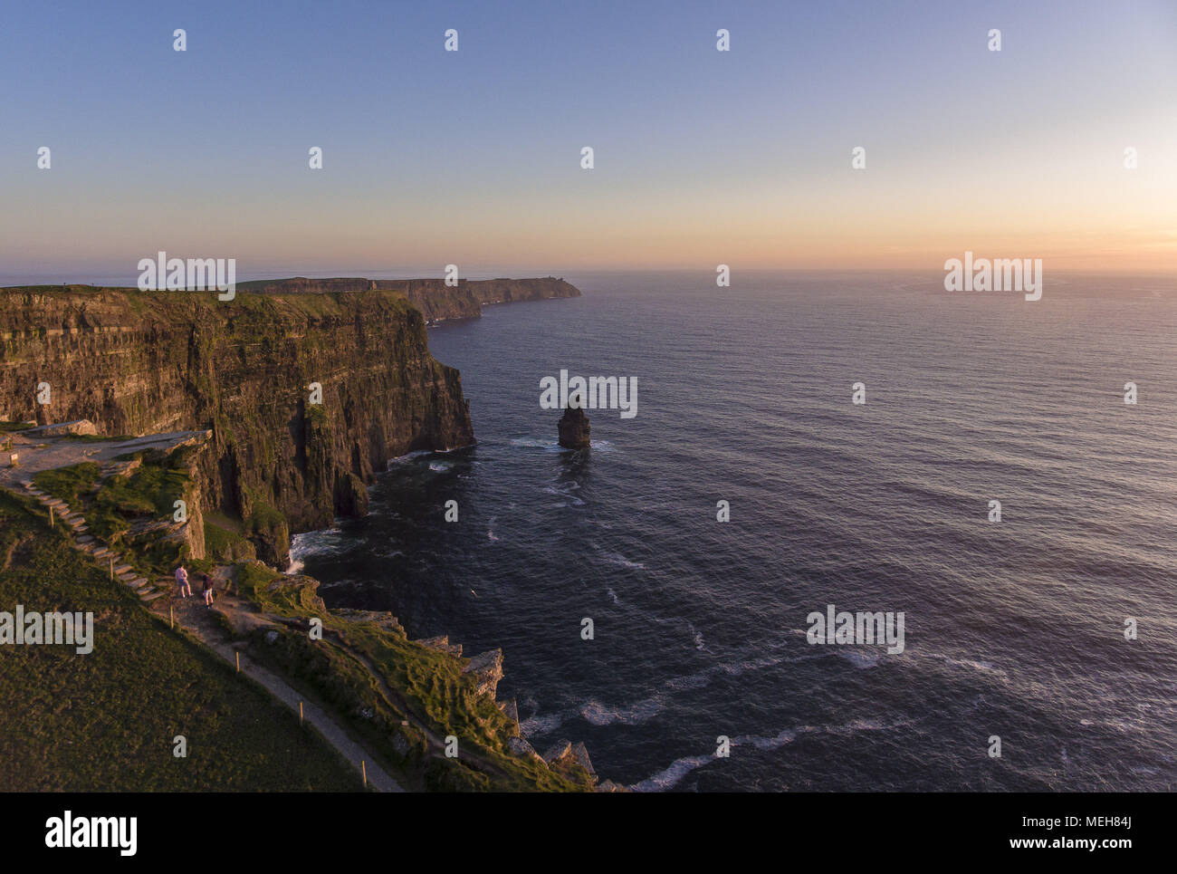 Beautiful Scenic Aerial drone view of Ireland Cliffs Of Moher in County ...