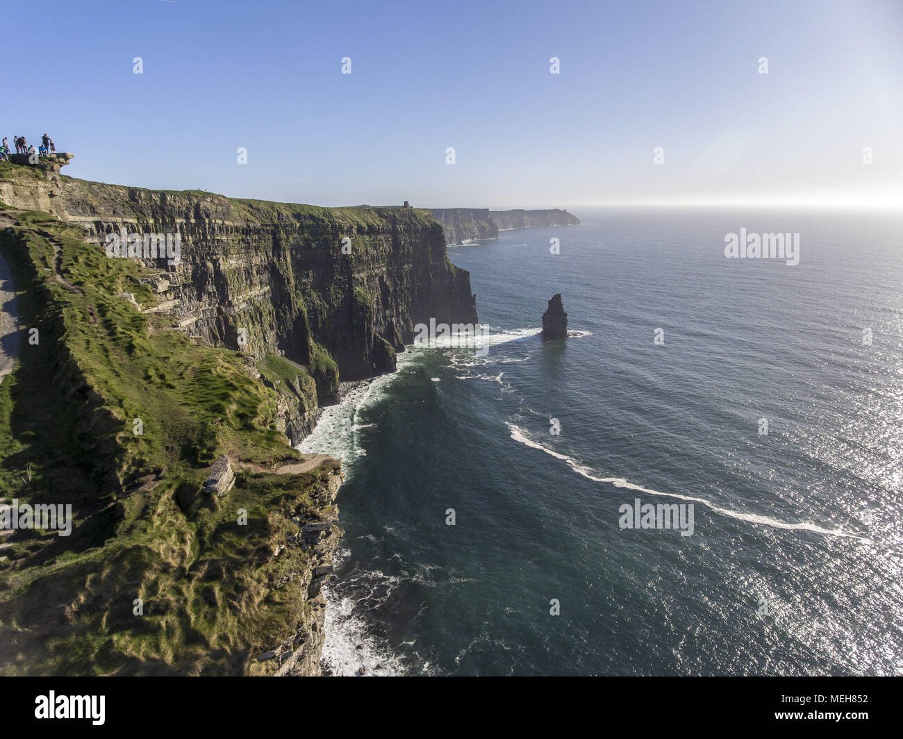 Beautiful Scenic Aerial drone view of Ireland Cliffs Of Moher in County ...