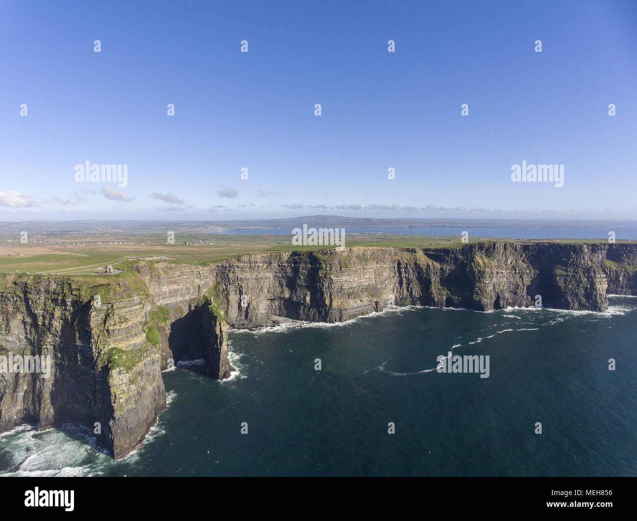 Beautiful Scenic Aerial drone view of Ireland Cliffs Of Moher in County ...
