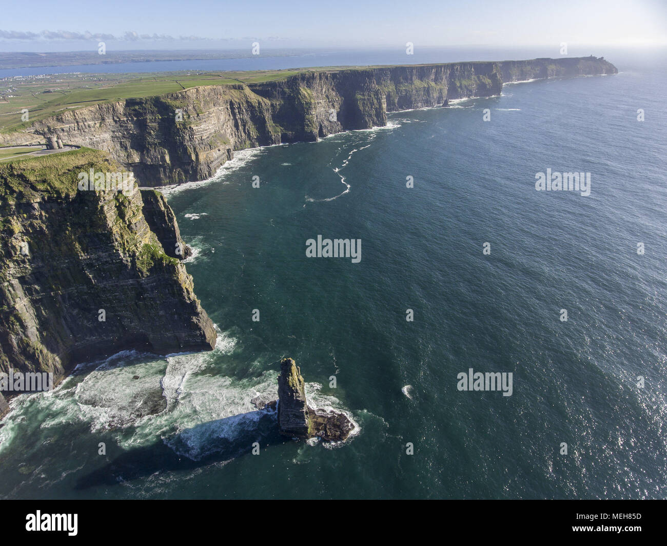 Beautiful Scenic Aerial drone view of Ireland Cliffs Of Moher in County ...