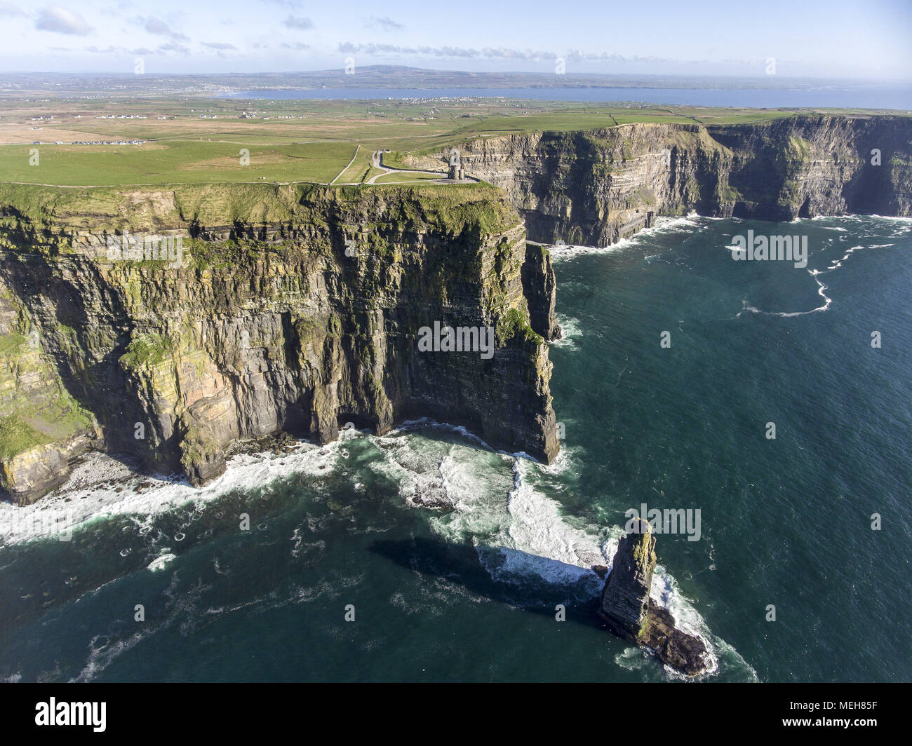 Beautiful Scenic Aerial drone view of Ireland Cliffs Of Moher in County ...
