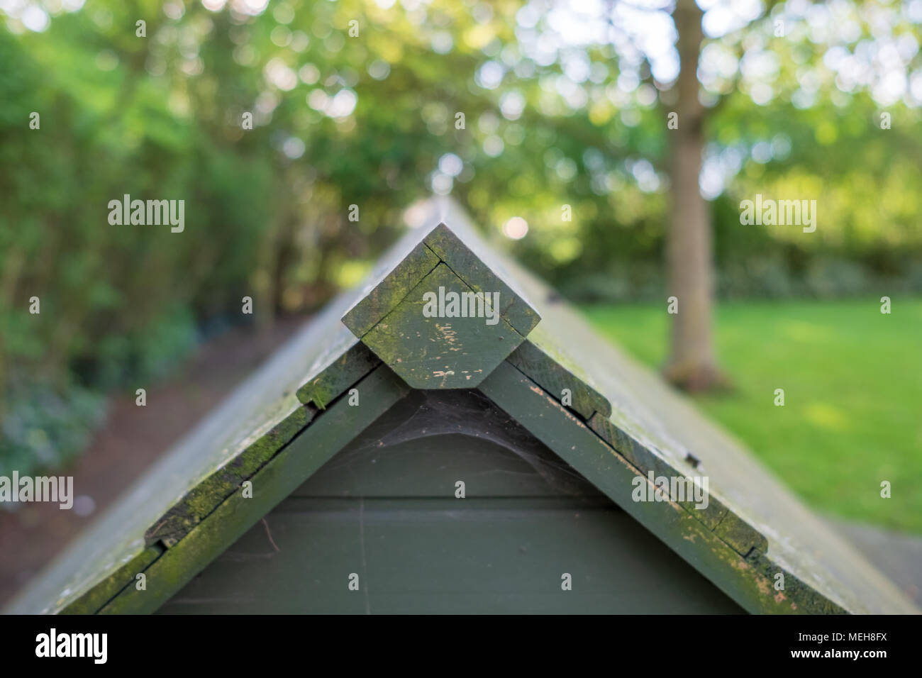 Shallow focus, abstract image of a timber-built Hen House showing the ...