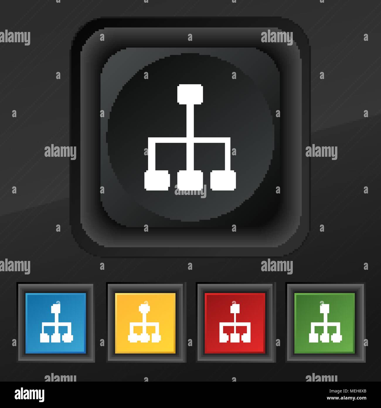 social network icon symbol. Set of five colorful, stylish buttons on ...