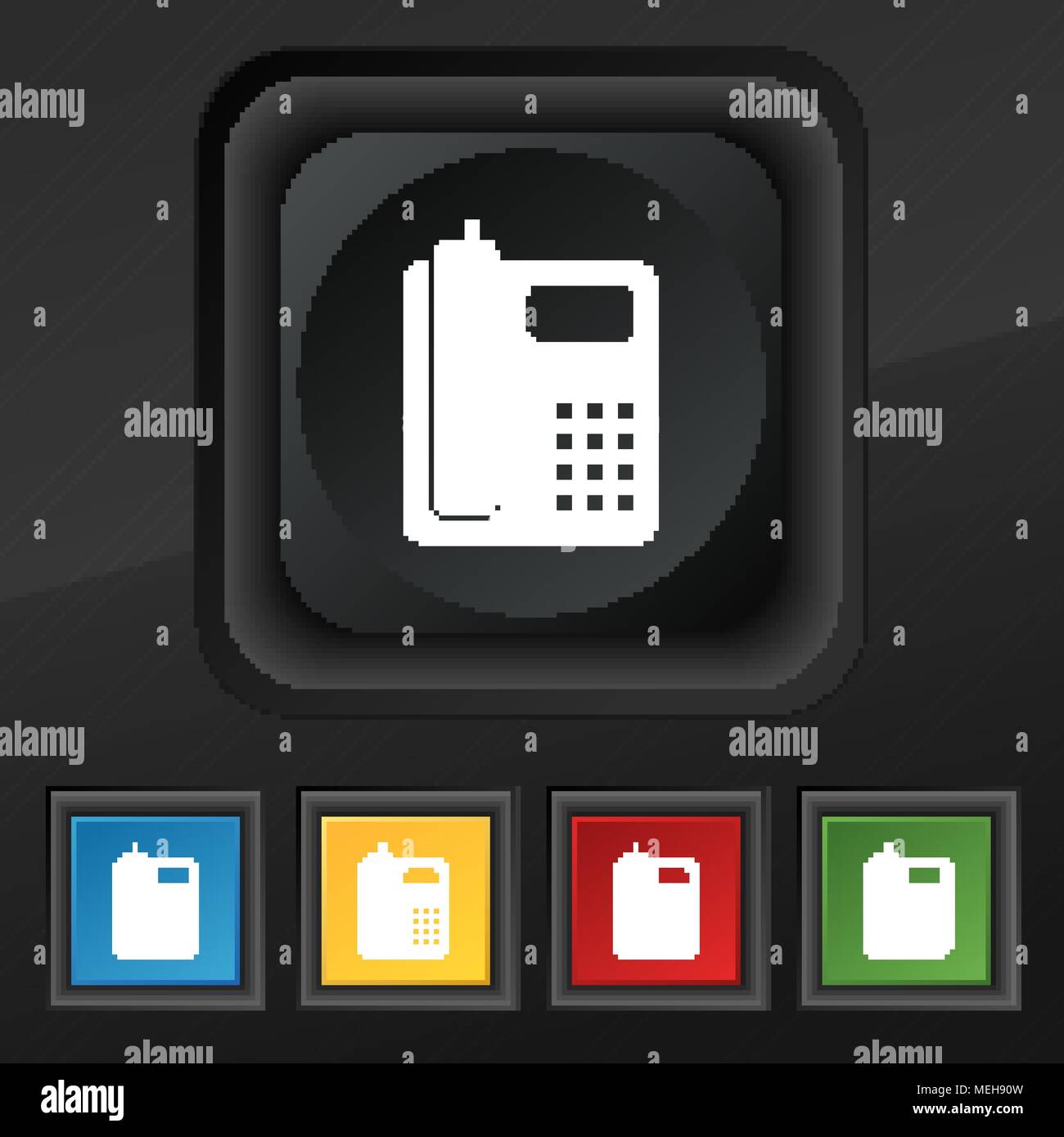 home phone icon symbol. Set of five colorful, stylish buttons on black ...