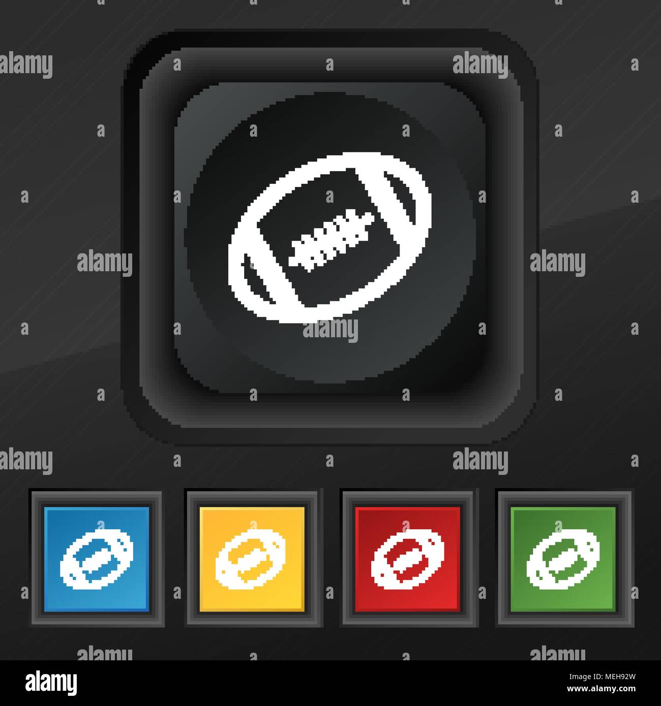 american football icon symbol. Set of five colorful, stylish buttons on ...