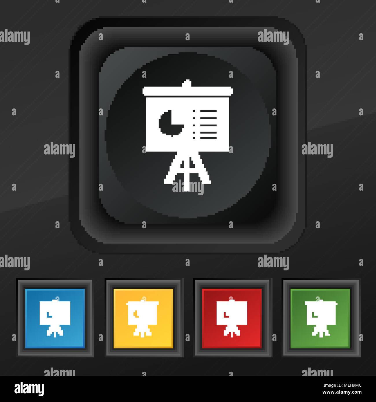 presentation board icon symbol. Set of five colorful, stylish buttons ...
