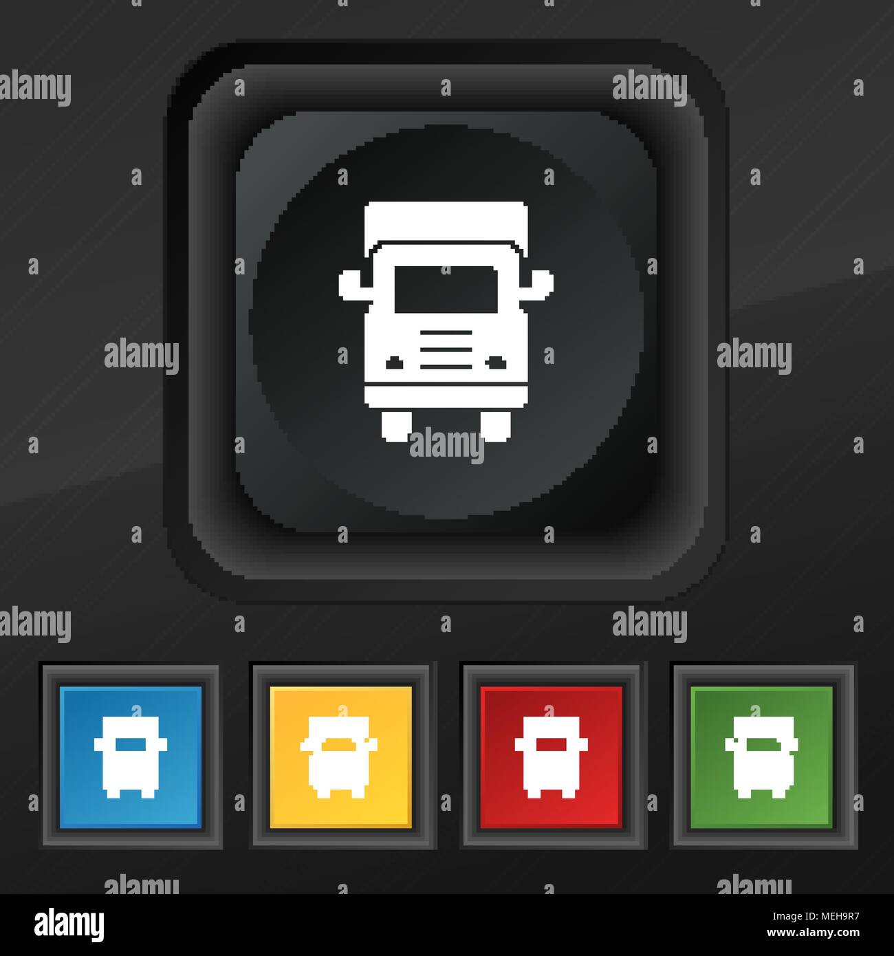 Transport truck icon symbol. Set of five colorful, stylish buttons on ...